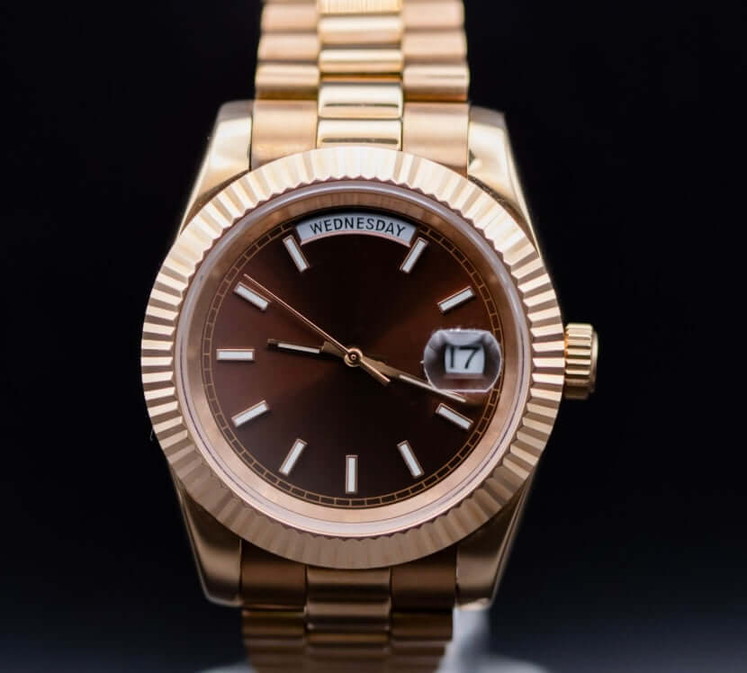 Seikomod Rose Gold Day Date nologo – Kingdom Watch Company
